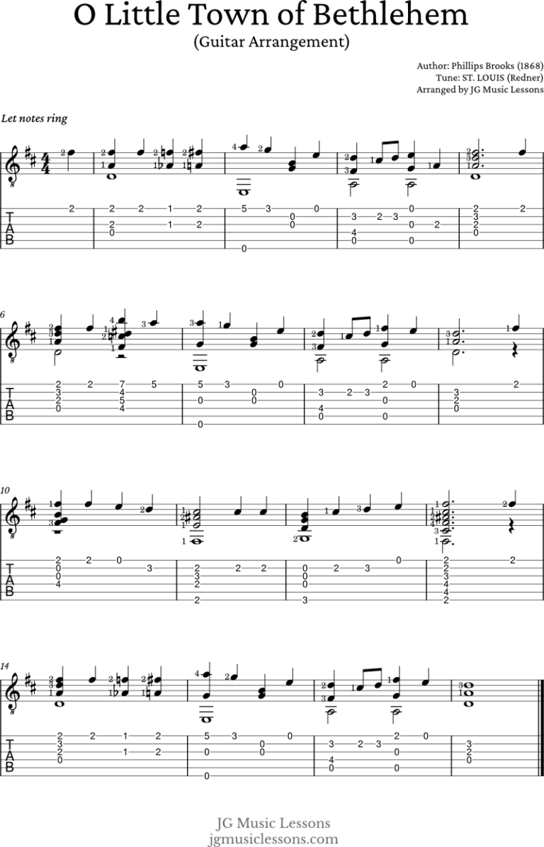 O Little Town of Bethlehem - chords, melody and arrangements with tabs ...