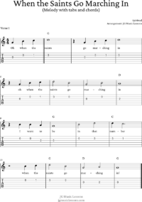 When the Saints Go Marching In - guitar tabs and chords - JG Music Lessons