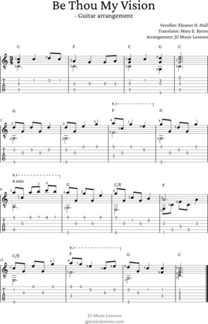 Be Thou My Vision - guitar tabs and chords - JG Music Lessons