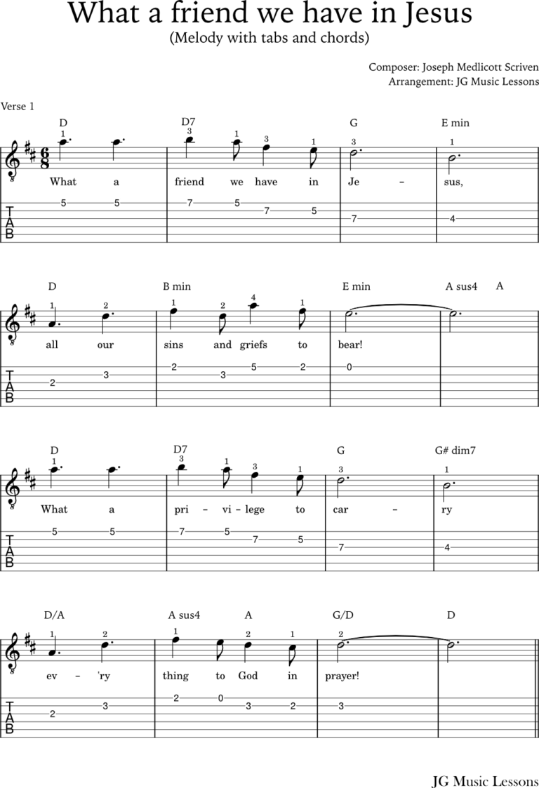 What a Friend We Have in Jesus (chords, melody and arrangement with ...