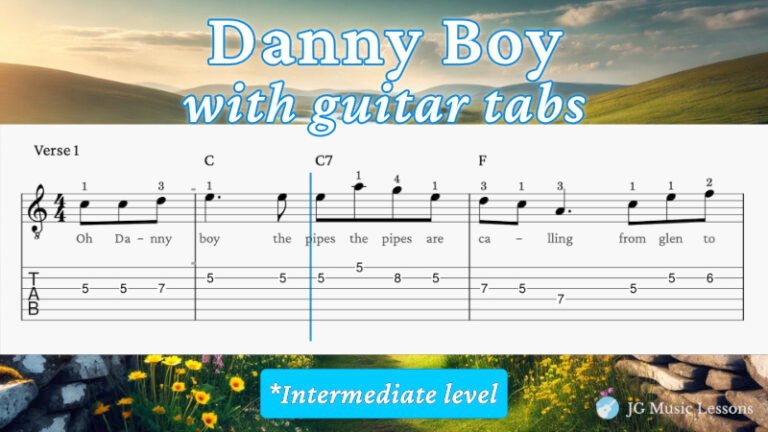 Danny Boy guitar tabs (chords, melody and arrangement) - JG Music Lessons
