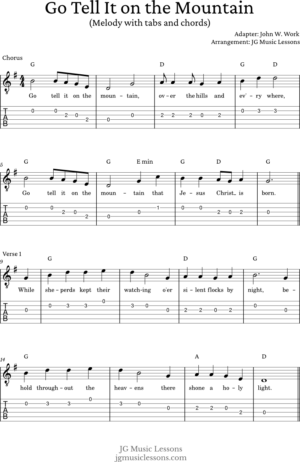 Go Tell It on the Mountain - guitar chords, tabs, and finger style ...