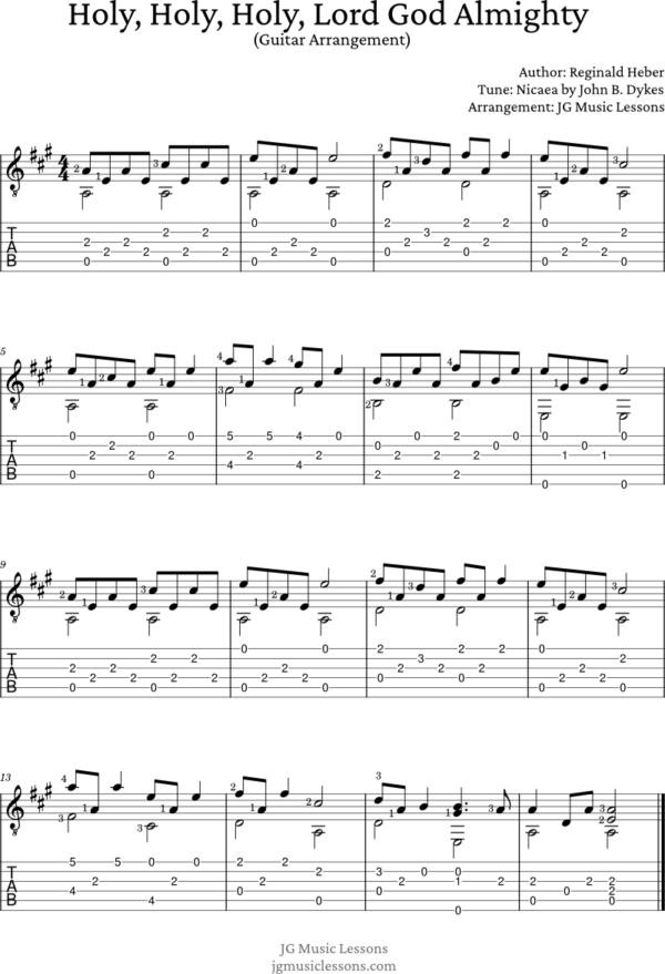 Holy Holy Holy Lord God Almighty - chords and guitar tabs - JG Music ...