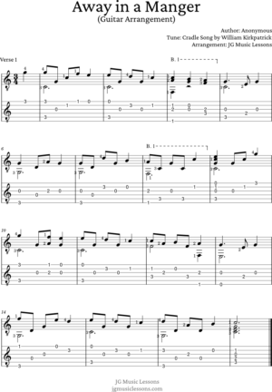 Away in a Manger - guitar chords, tabs, and fingerstyle arrangement ...