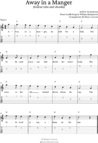 Away in a Manger - guitar chords, tabs, and fingerstyle arrangement ...