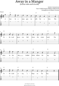 Away in a Manger - guitar chords, tabs, and fingerstyle arrangement ...