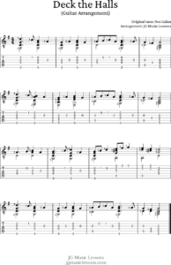 Deck the Halls - guitar chords, tabs, and fingerstyle arrangement - JG ...