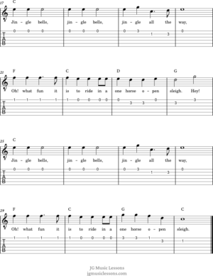 Jingle Bells - guitar chords, guitar tabs, and fingerstyle arrangement ...