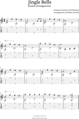 Jingle Bells - guitar chords, guitar tabs, and fingerstyle arrangement ...