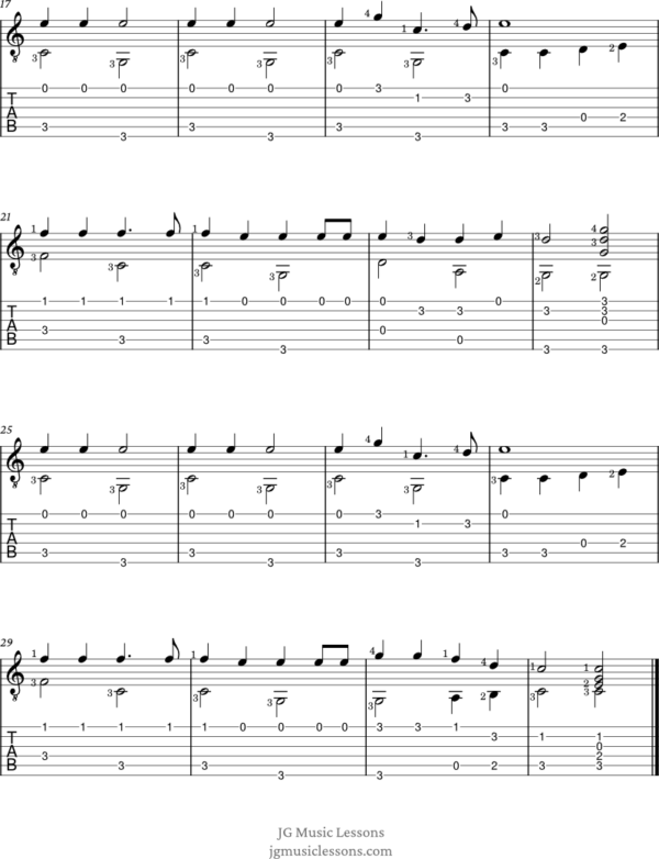 Jingle Bells - guitar chords, guitar tabs, and fingerstyle arrangement ...
