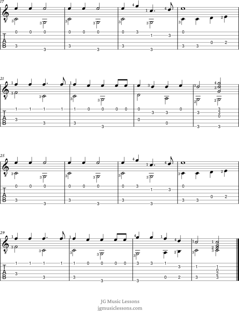 Jingle Bells - guitar chords, guitar tabs, and fingerstyle arrangement ...