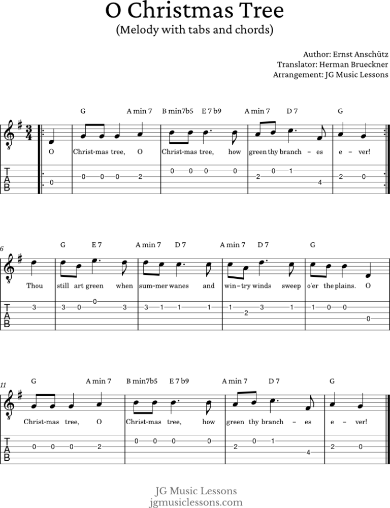 O Christmas Tree - chords, guitar tabs, and fingerstyle arrangement ...
