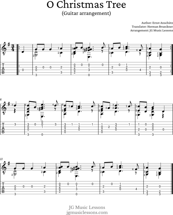 O Christmas Tree - chords, guitar tabs, and fingerstyle arrangement ...