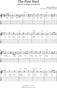 The First Noel chords, guitar tabs, and fingerstyle arrangement - JG ...