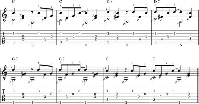How to play Travis picking patterns on guitar (with audio and tabs) - JG Music Lessons