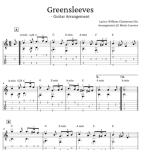 Greensleeves - Guitar PDFs - JG Music Lessons