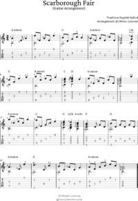 Scarborough Fair - guitar chords, tabs and finger-style arrangement ...
