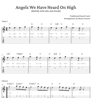Angels We Have Heard On High - Guitar PDFs - JG Music Lessons