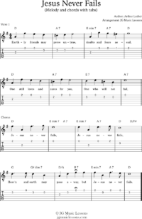 Jesus Never Fails guitar tabs, chords, and arrangement - JG Music Lessons