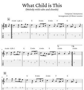 What Child Is This - Guitar PDFs - JG Music Lessons