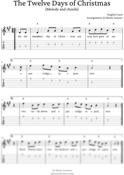 The Twelve Days of Christmas - PDFs - JG Music Lessons