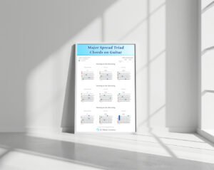 Major Spread Triad Chords on Guitar Chart - Digital Print - JG Music Lessons